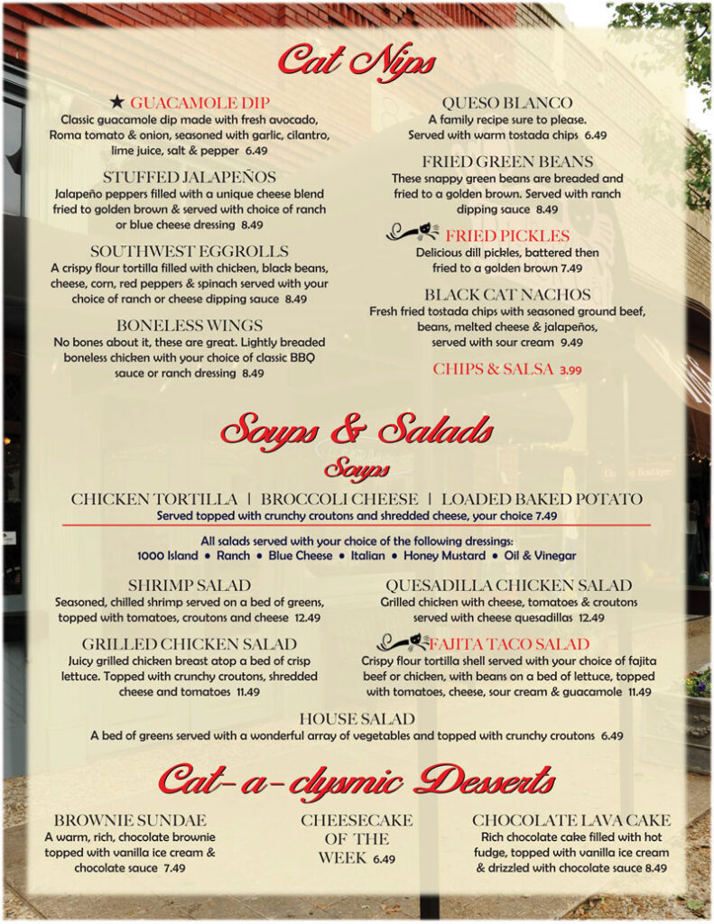 Menu - The Black Cat Café