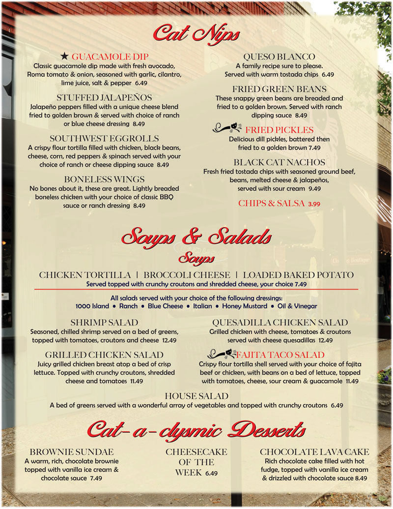 Menu - The Black Cat Café
